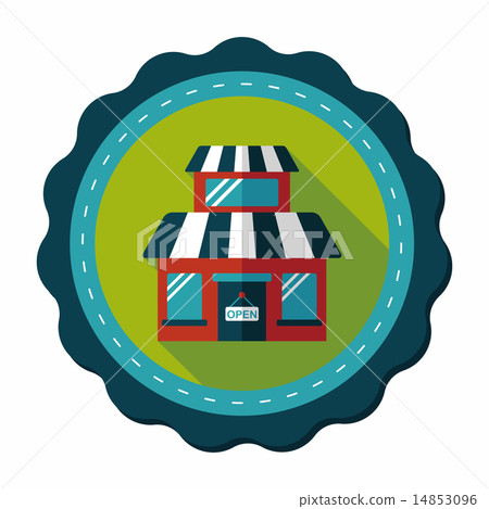 Building shop store flat icon with long... - Stock Illustration ...