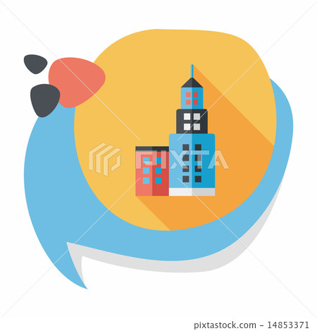 Commercial Building flat icon with long... - Stock Illustration ...