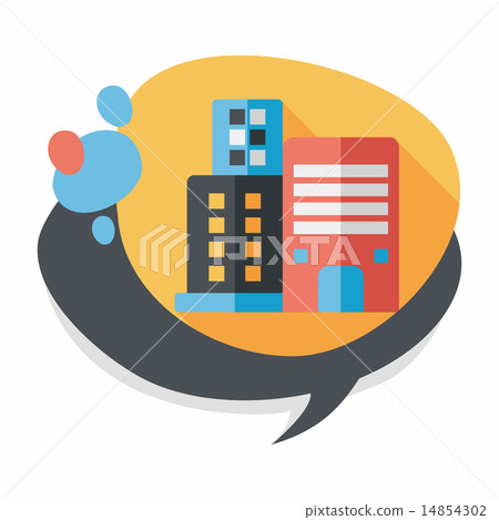 Commercial Building flat icon with long... - Stock Illustration ...