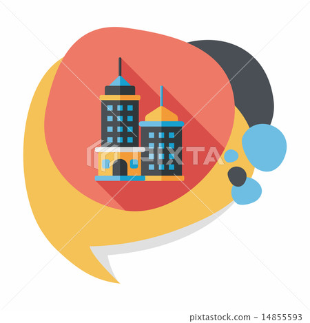 Commercial Building flat icon with long... - Stock Illustration ...