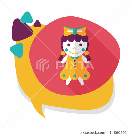 girl doll toy flat icon with long shadow,eps 10 - Stock Illustration ...