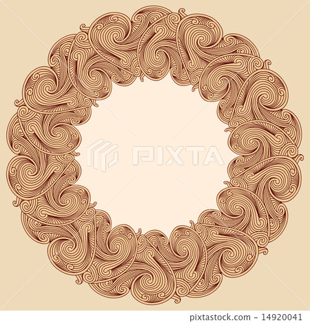 Brown engraving round frame - Stock Illustration [14920041] - PIXTA