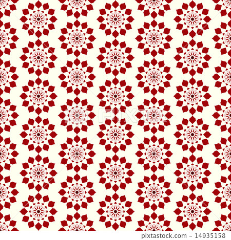 Dark Red Vintage Modern Flower Pattern on Pastel - Stock Illustration ...