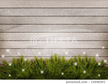 Christmas decoration on wooden background. Vector. - Stock Illustration ...