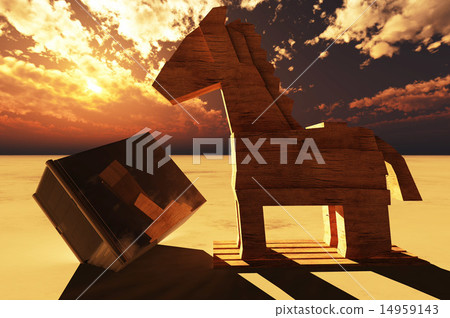 Trojan horse and computer - Stock Illustration [14959143] - PIXTA