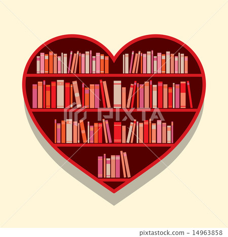 Heart Shape Bookshelf On Wall - Stock Illustration [14963858] - PIXTA
