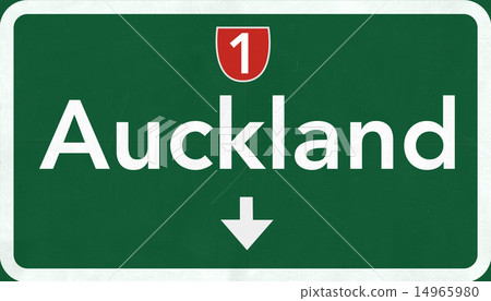 Auckland New Zealand Highway Road Sign - Stock Illustration [14965980 ...