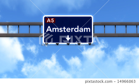 Amsterdam Netherlands Highway Road Sign - Stock Illustration [14966863 ...