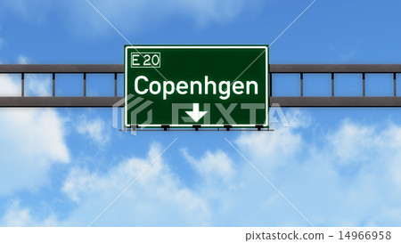 Copenhagen Denmark Highway Road Sign - Stock Illustration [14966958 ...