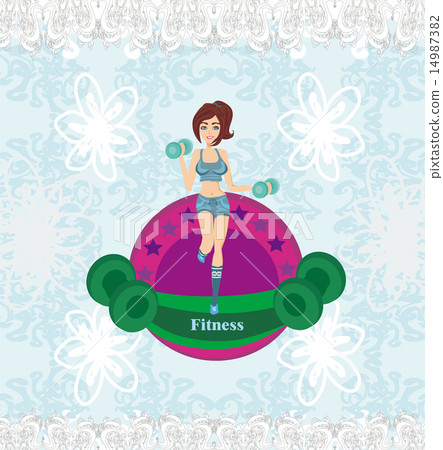 Abstract fitness girl training card - Stock Illustration [14987382] - PIXTA