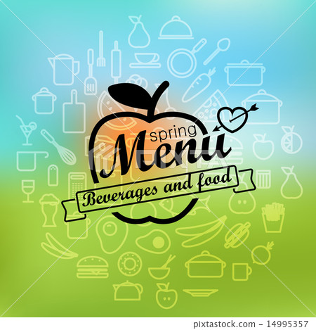 Spring menu label design. Vector lineart concept - Stock Illustration ...