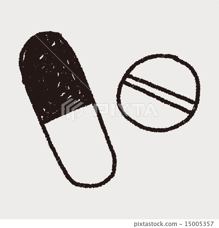 Pills doodle drawing - Stock Illustration [15005357] - PIXTA