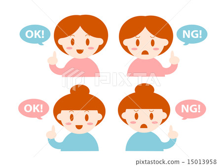 Female OK NG Sign Set - Stock Illustration [15013958] - PIXTA