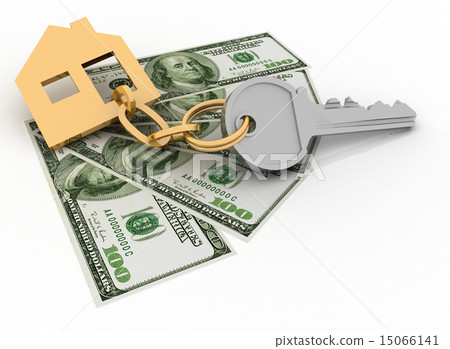 house key and dollars on the white background - Stock Illustration ...