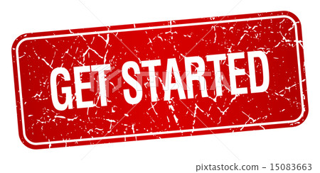 get started red square grunge isolated stamp - Stock Illustration ...