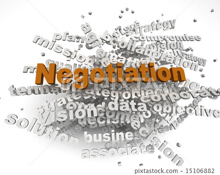 3d image negotiation concept word cloud background - Stock Illustration ...