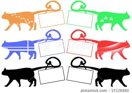 Silhouette of a cat walking with a sign - Stock Illustration [15126880 ...