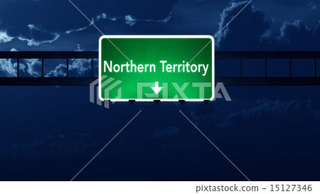 Northern Territory Australia Highway Sign at Night - Stock Illustration ...