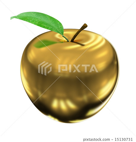 Gold apple isolated on white background. Series - Stock Illustration ...