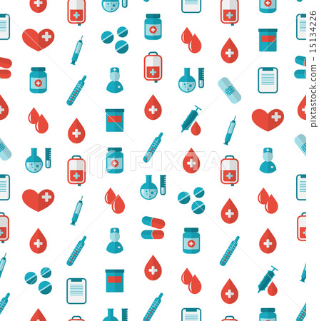 Seamless Pattern with Flat Medical Icons - Stock Illustration [15134226 ...