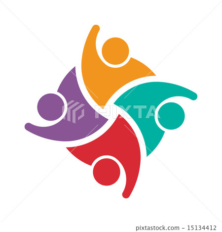 Teamwork of 4 swoosh people. - Stock Illustration [15134412] - PIXTA