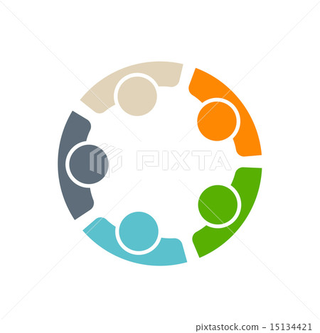 Team of five people in circle - Stock Illustration [15134421] - PIXTA