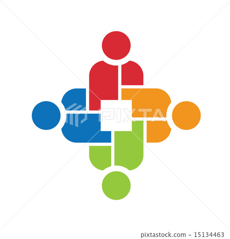 Teamwork 4 people group by parts for infographic - Stock Illustration ...