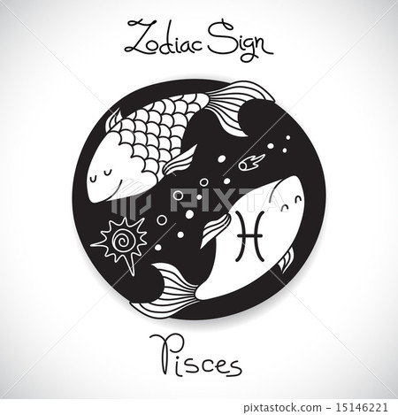 Pisces zodiac sign of horoscope circle emblem... - Stock Illustration ...
