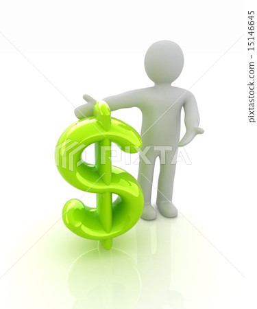 3d people - man, person presenting - dollar sign - Stock Illustration ...