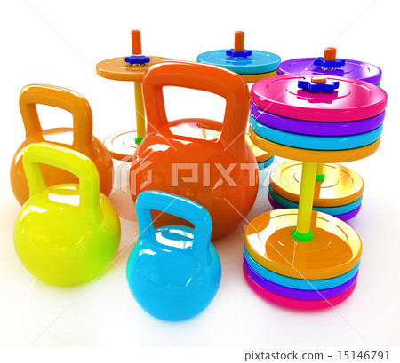 Colorful weights and dumbbells - Stock Illustration [15146791] - PIXTA