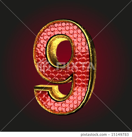 9 red letter with gold - Stock Illustration [15149783] - PIXTA