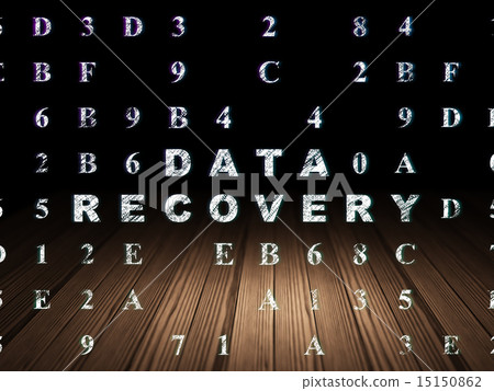 Data concept: Data Recovery in grunge dark room - Stock Illustration ...