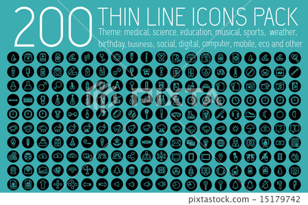 collection thin lines pictogram icon set... - Stock Illustration ...