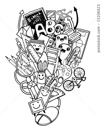 Hand drawn Back to school doodle set - Stock Illustration [15206823 ...