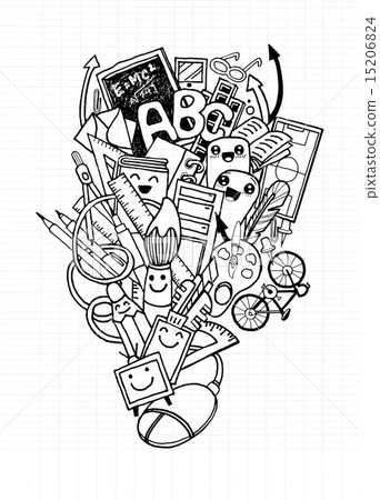 Hand drawn Back to school doodle set - Stock Illustration [15206824 ...