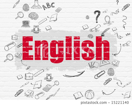 Education concept: English on wall background - Stock Illustration ...