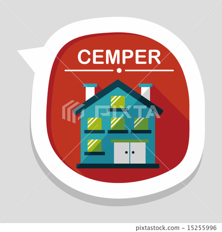 Building apartment flat icon with long... - Stock Illustration ...
