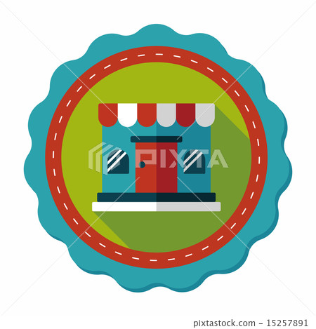 shopping store flat icon with long shadow,eps10 - Stock Illustration ...