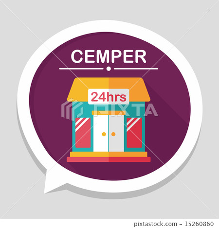 Building convenient store flat icon with long... - Stock Illustration ...