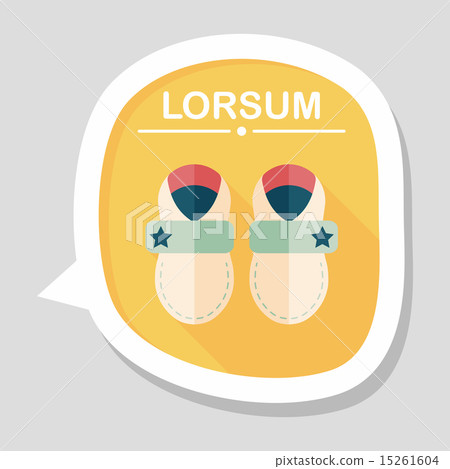 baby booties flat icon with long shadow - Stock Illustration [15261604 ...