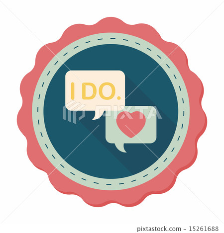 wedding yes i do words flat icon with long... - Stock Illustration ...