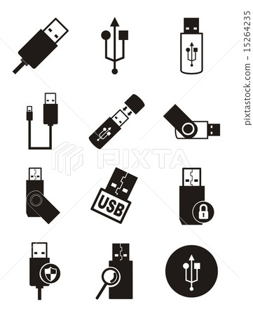 usb icons over white background vector... - Stock Illustration ...