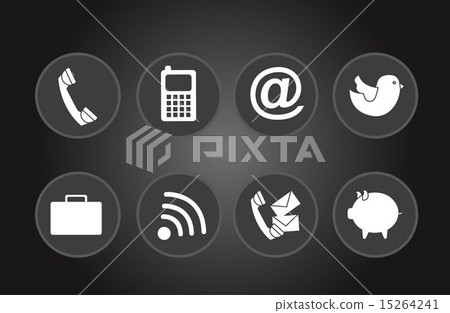 gray communication icons over black background... - Stock Illustration ...