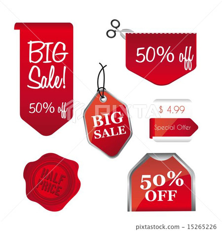 red big sale tags isolated over white... - Stock Illustration [15265226 ...