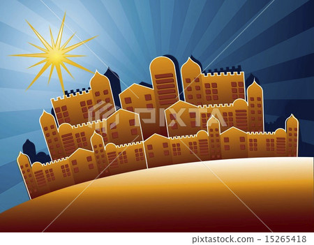 nazareth buildings over night background vector... - Stock Illustration ...