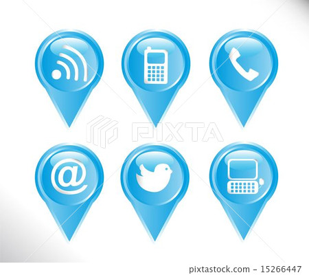 blue communication icons over white background... - Stock Illustration ...