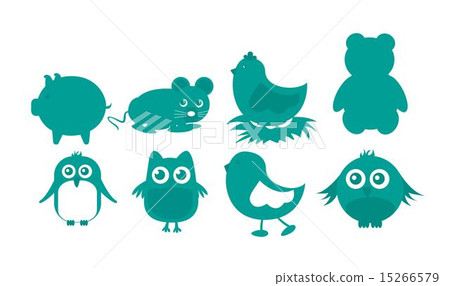 Green animal icons isolated over white...-插圖素材 [15266579] - PIXTA圖庫