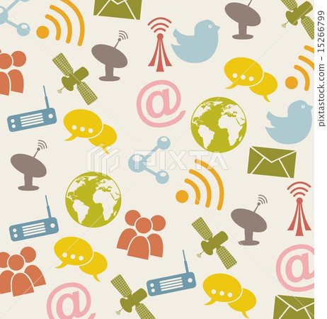 communication icons over beige backgroud vector... - Stock Illustration ...