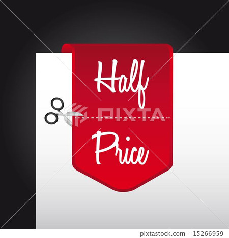 red half price tag over paper vector illustration - Stock Illustration ...