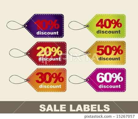 colorful discount labels over beige background... - Stock Illustration ...